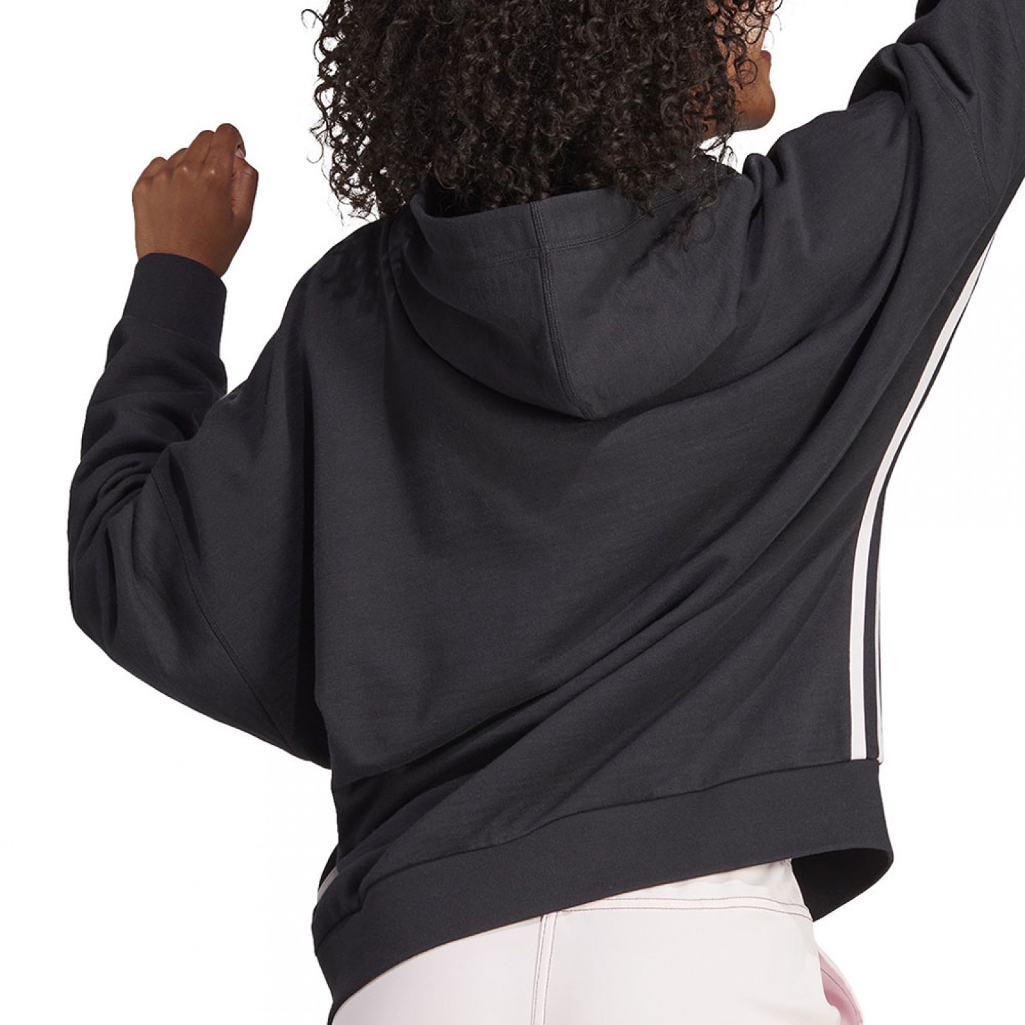 ADIDAS DANCE 3-STRIPES OVERSIZED W HOODIE BLACK/CLPINK